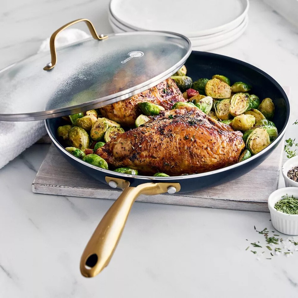 GreenPan Studio 12" Ceramic Nonstick Covered Aluminum Fry pan Black ...