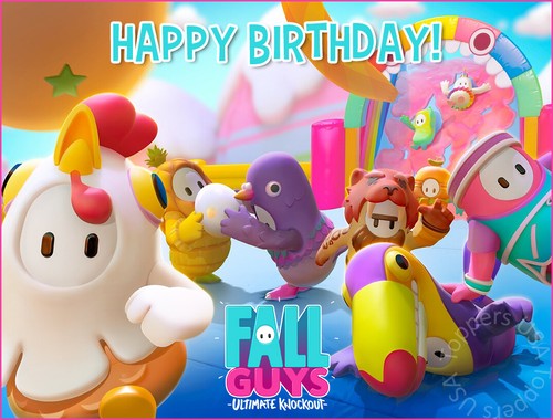 EDIBLE Fall Guys Cake Topper Birthday Image Wafer Paper Quarter Sheet ...