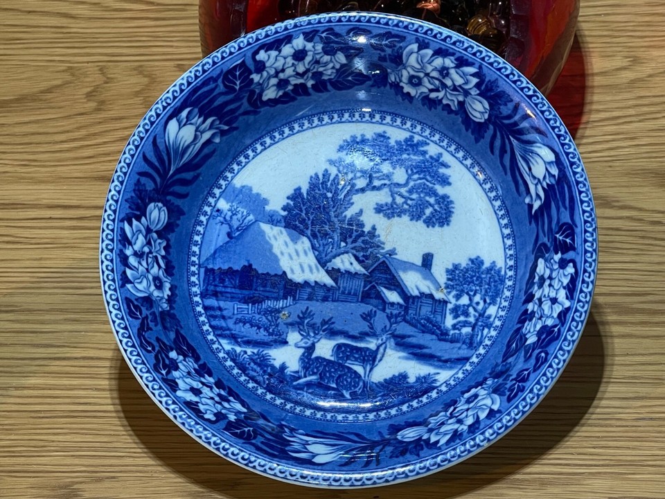 wedgwood Etruria England fallow deer blue willow bowl | eBay