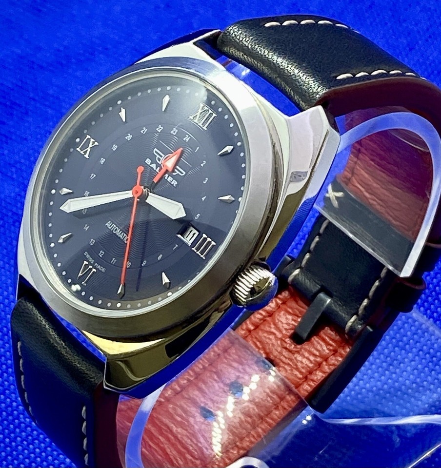 Balmer GMT Automatic Blue Dial 4452-SS Swiss Men | eBay