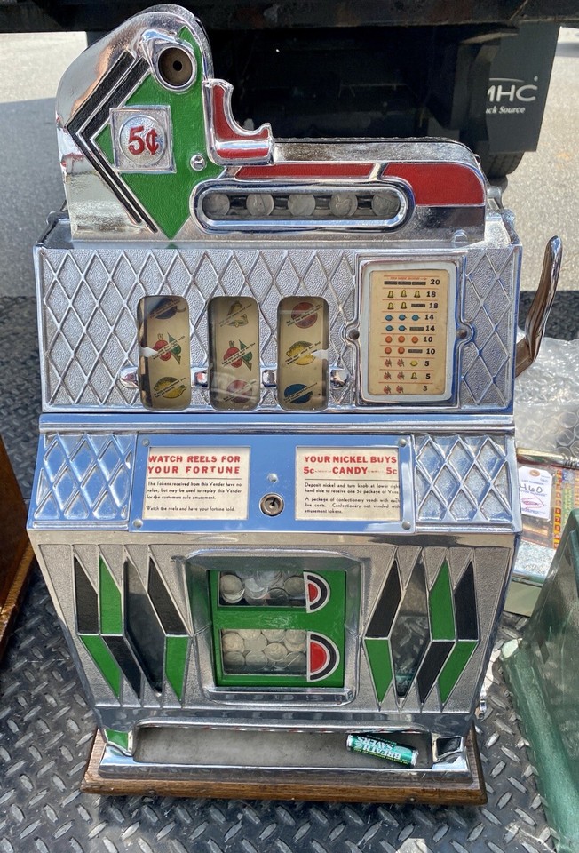 Antique Mills Mystery Front Vender "Cross Diamond" 5 Cent Slot Machine ...