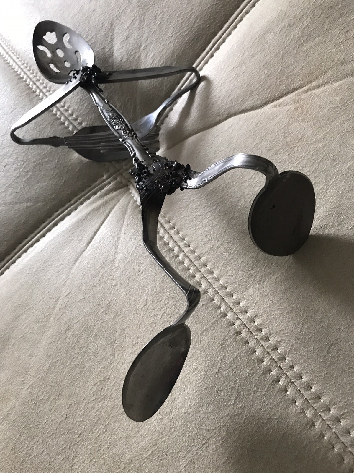 Forked Up Spoon Man Guy Art Metal Silverware Sculpture Handmade Man ...