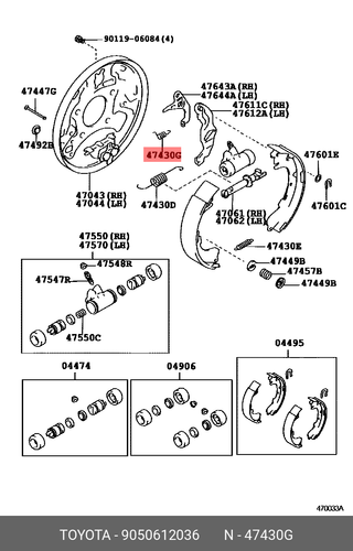 Genuine OE brake shoe spring, 9050612036 for TOYOTA 90506-12036 | eBay.de