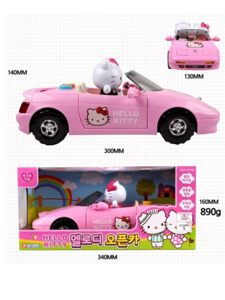 Hello Kitty Figure Nursery Melody mini Sport Car Open Door Kid Baby Toy ...