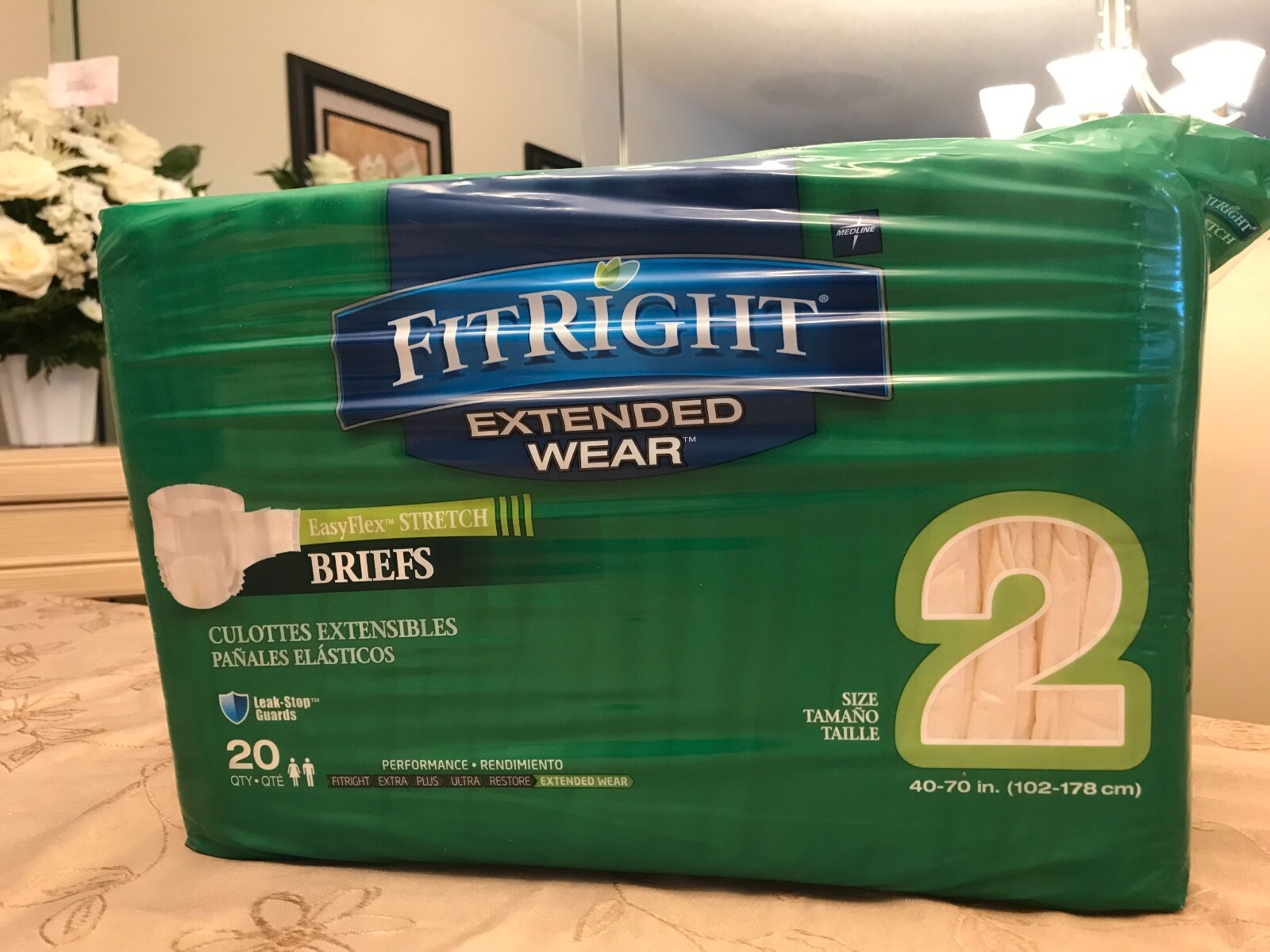 FitRight Extended Wear Stretch Briefs, Adult Diapers w/Tabs Size 2 Pack ...