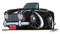 Triumph TR4 Black Cartoon car T-shirt tr4a tr250 available in sizes S ...