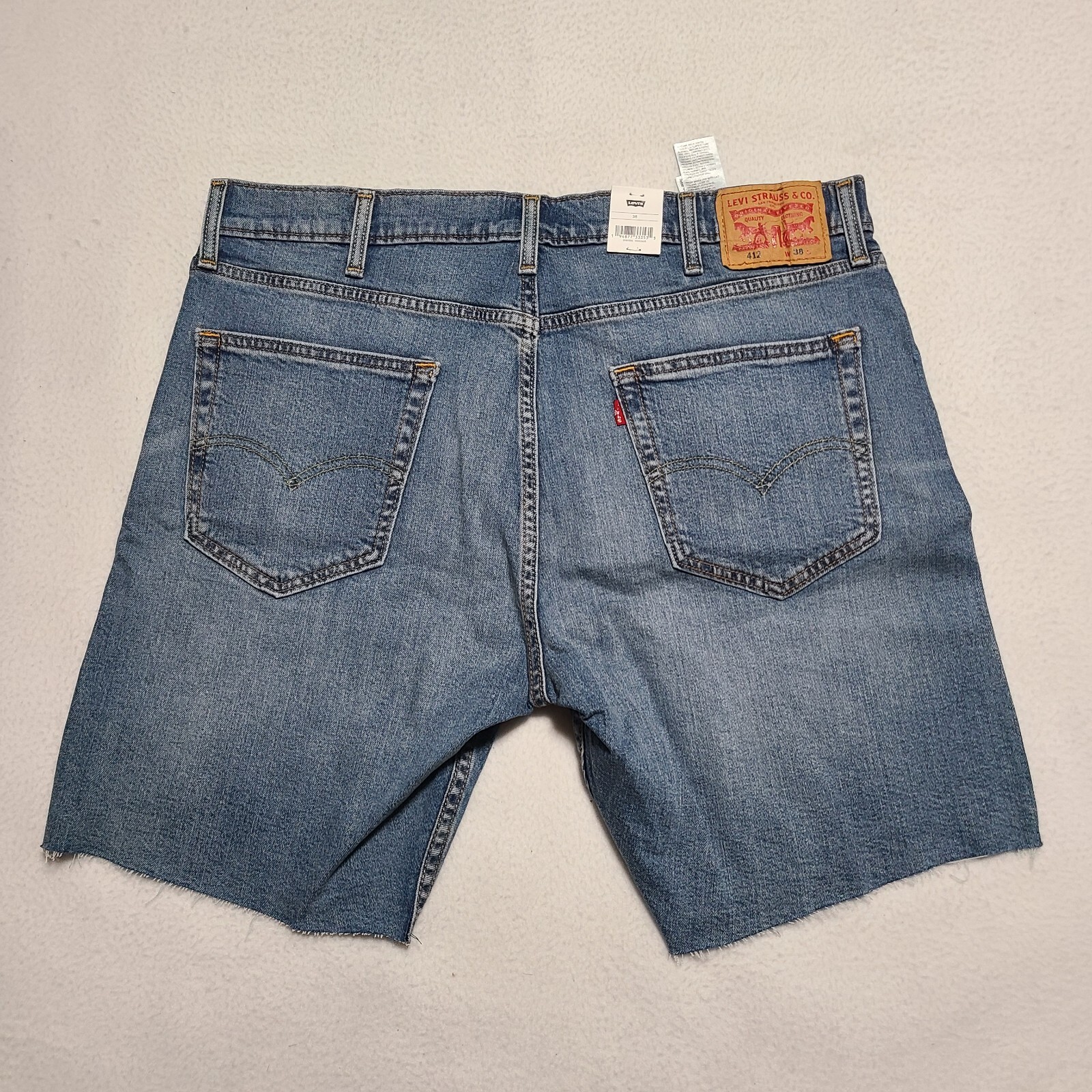 Levis 412 Mens Size 38 Slim Stretch Jeans Shorts Dark Blue Above Knew ...