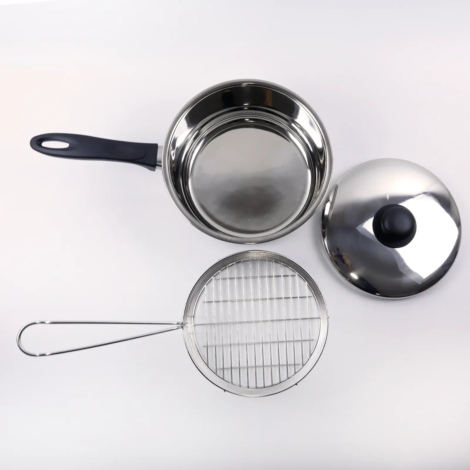 Stainless Steel Chip Pan Deep Cooking Fryer Pot Frying Basket Saucepan ...
