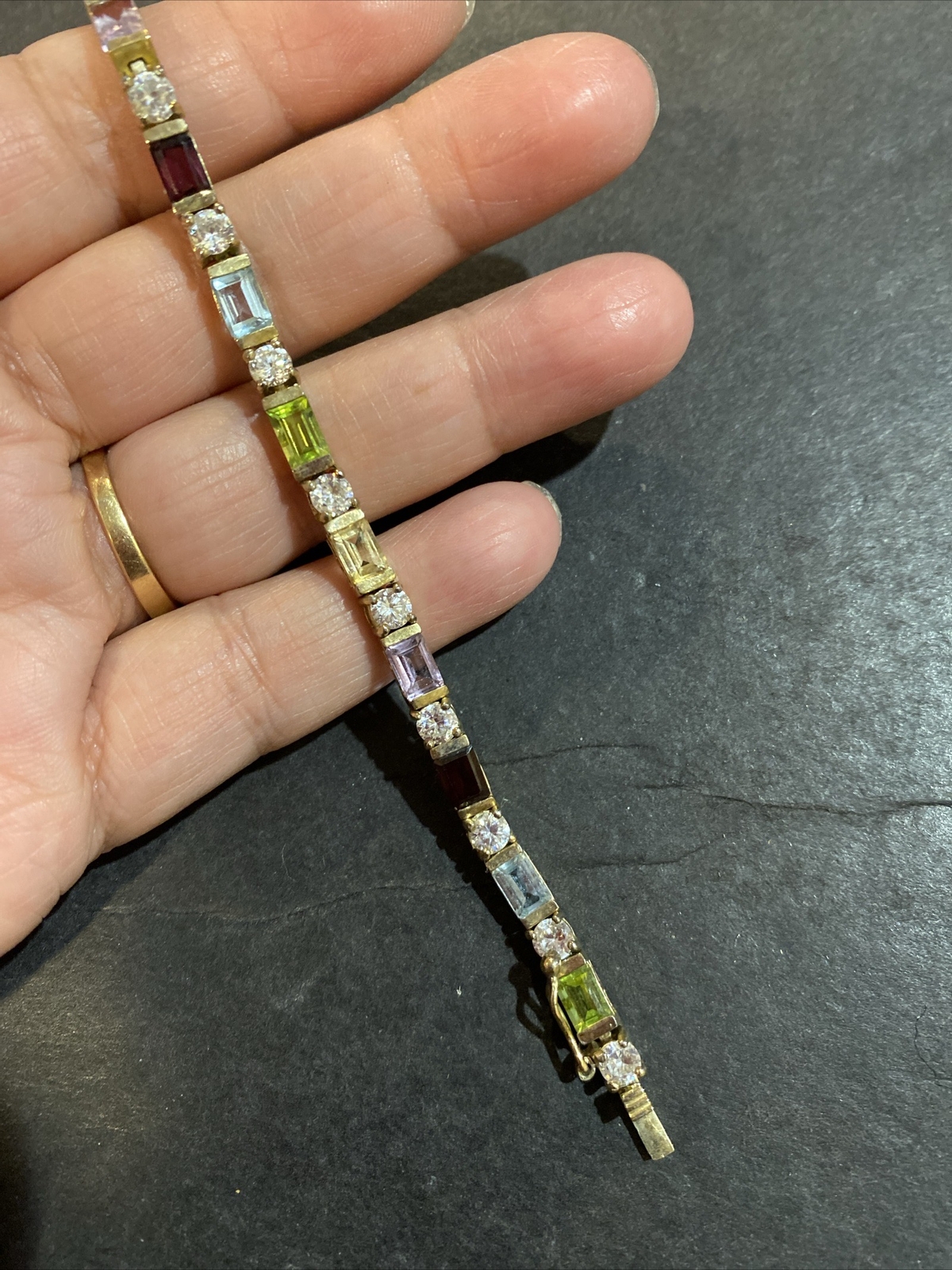 FAS 925 Sterling Silver Vermeil Multi Gemstone Bracelet | eBay