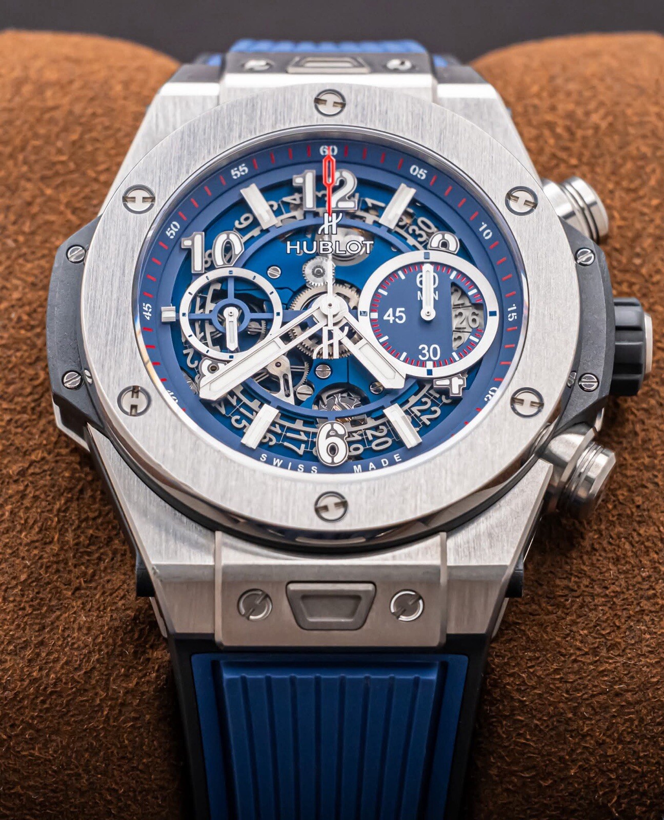 Hublot Big Bang Unico Titanium Blue 45 mm $21K MSRP Box Papers 411.NX ...