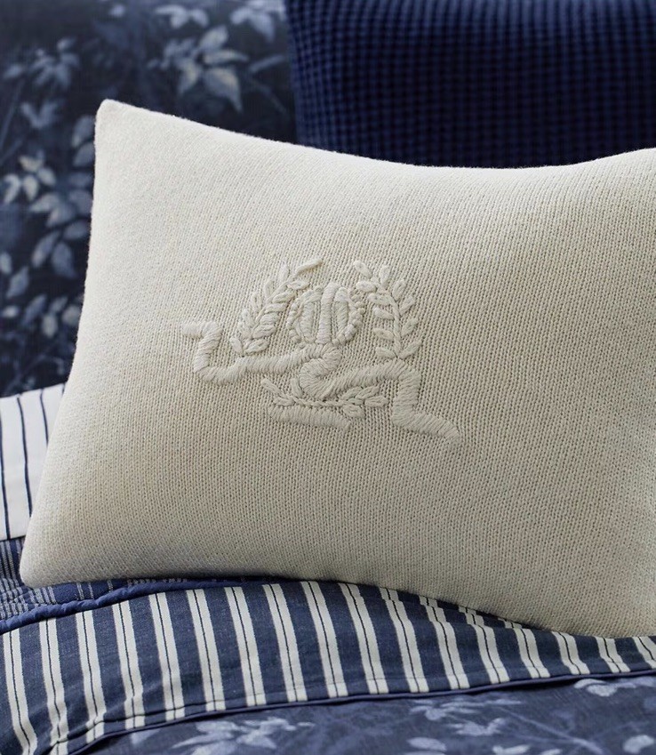 Ralph Lauren Lara Crest Estella Ivory Embroidery Knit Decor Throw Bed ...