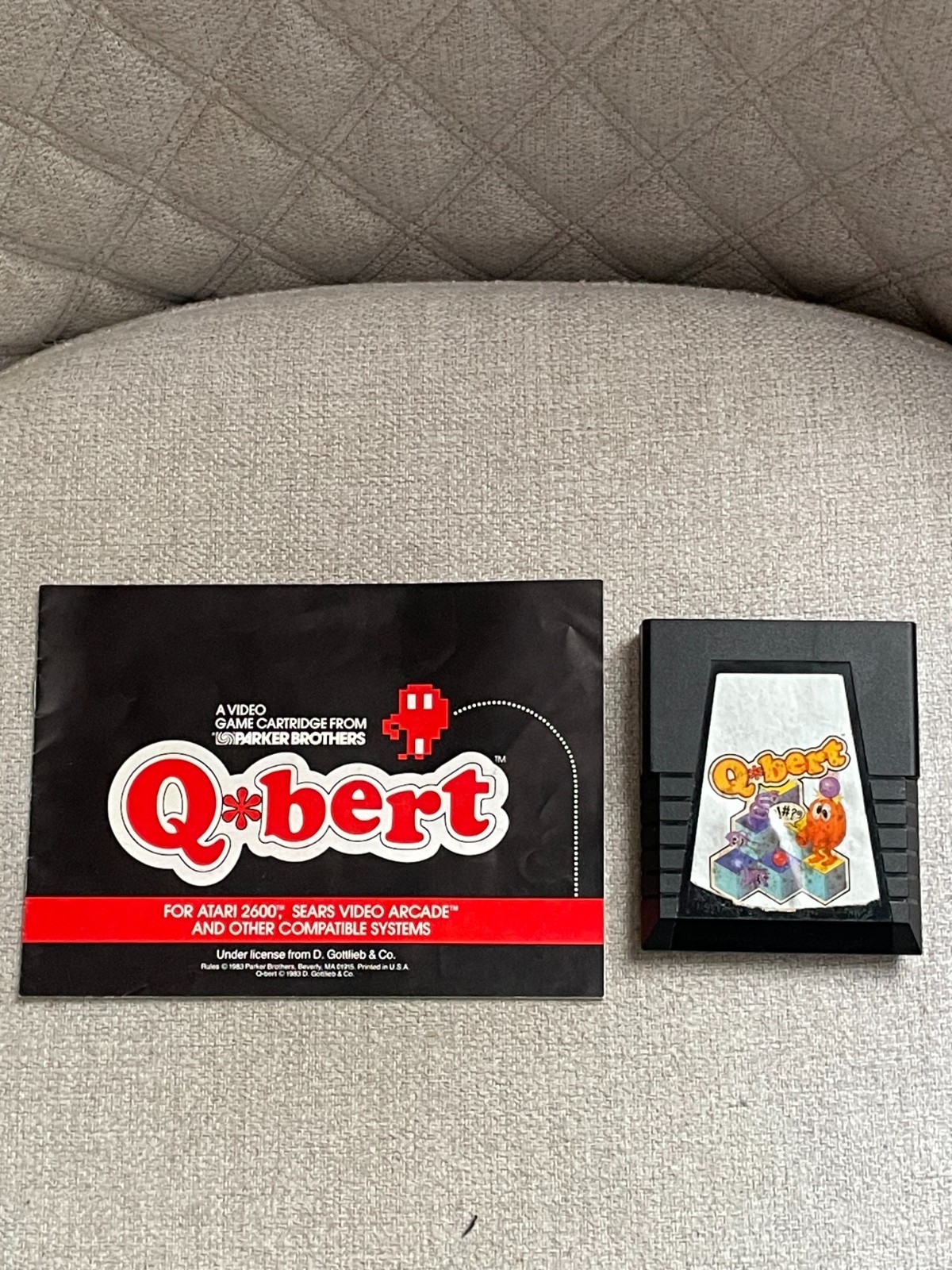 VINTAGE 1983 ATARI QBERT VIDEO GAME & MANUAL TESTED & WORKS CLASSIC Q ...