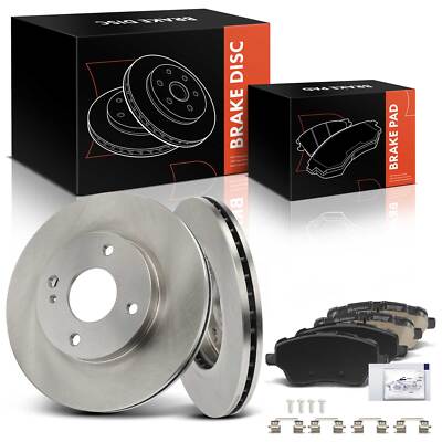 Front LH&RH Disc Brake Rotors & Ceramic Brake Pads for Ford Fiesta 2014 ...