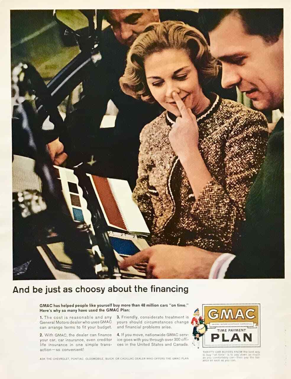 1964 GMAC General Motors Financing PRINT AD Husband Wife Choosing Car ...