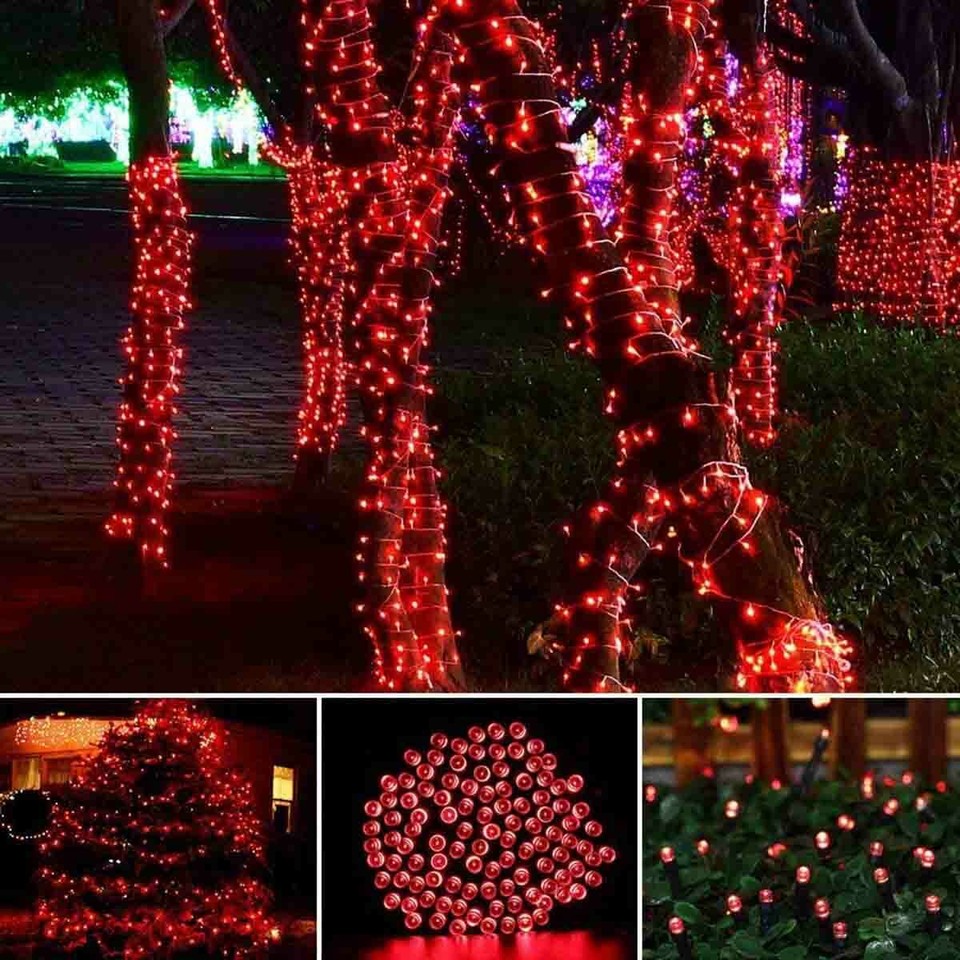 Solar 100 LED Christmas Tree Fairy String Lights Outdoor Waterproof ...