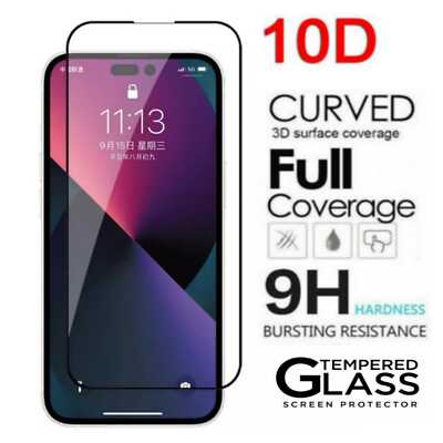10D Edge To Edge Tempered Glass Screen Protector For iPhone 16 15 14 13 ...