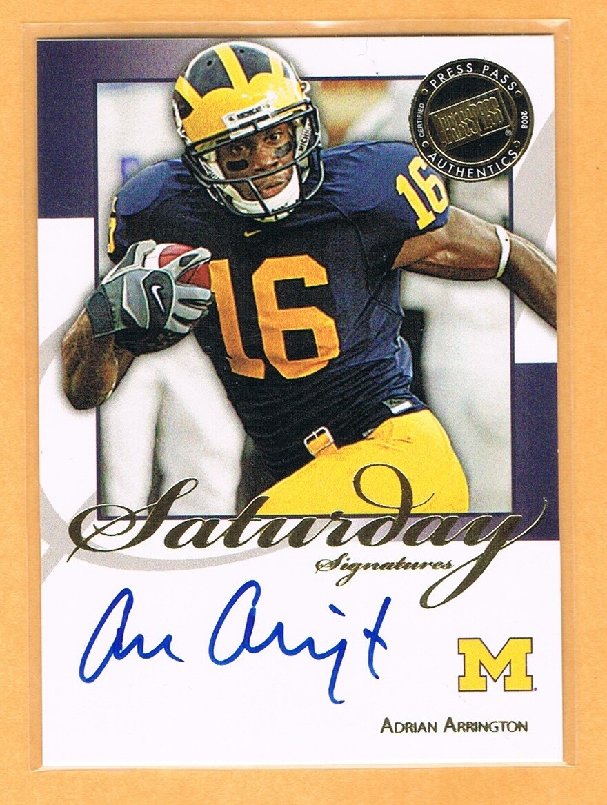 2008 Press Pass Saturday Signatures Adrian Arrington Autograph Michigan ...