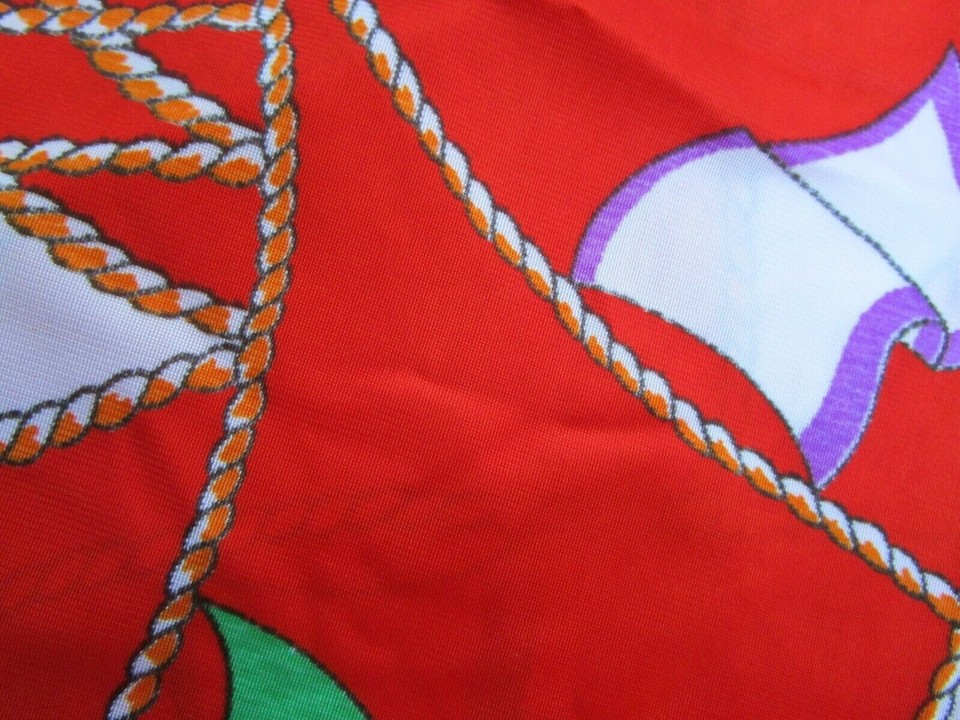 VTG 70s..SHINEY, SMOOTH..NYLON / ACETATE..FLAGS & ROPES..FABRIC..2 YDS ...