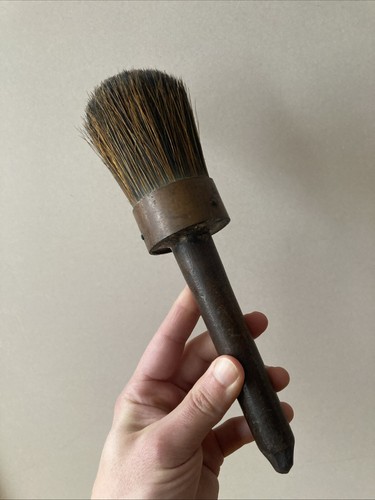 VINTAGE ANTIQUE PRIMITIVE CARVED BRASS HORSEHAIR BRUSH TOOL ARTIST ...