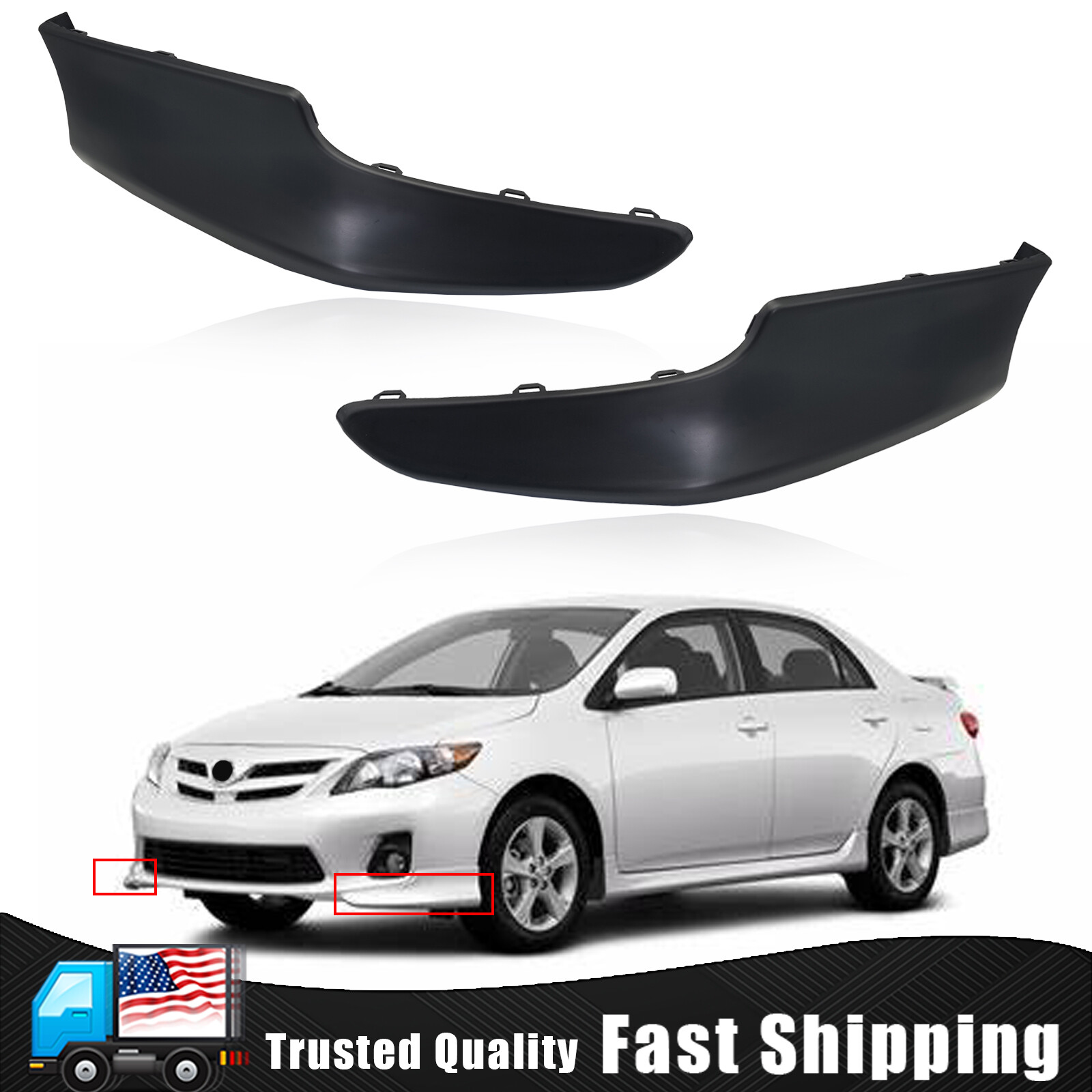 For 2011-2013 Toyota Corolla S Front Bumper Lips Style Spoiler Kit Left ...