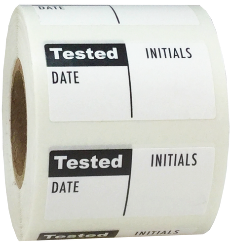 White & Black "Tested: DATE - INITIALS" Stickers | 0.75 x 1.5" Inch ...