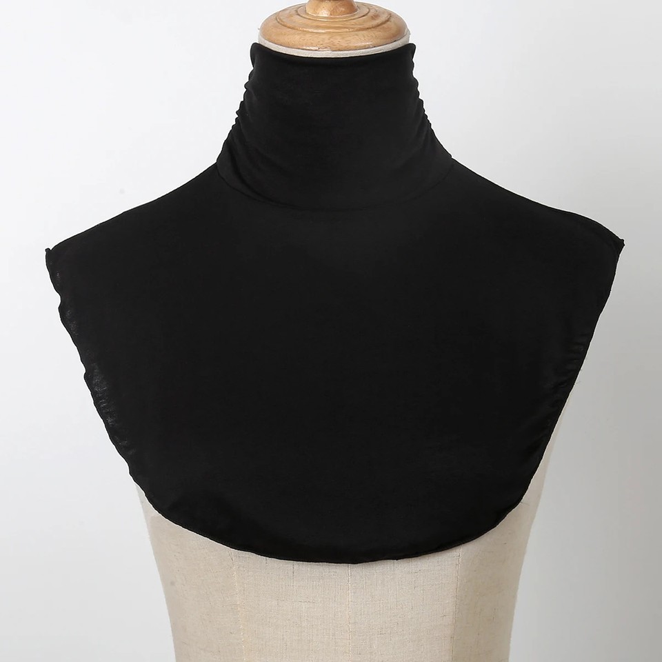 Black Modal High Nack Fake Collar Soft False Collar For Women Solid ...