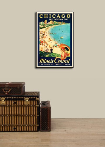 1920s Chicago Illinois Central Railroad Vintage Style Travel Poster ...