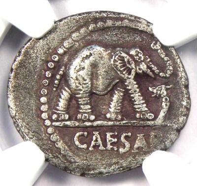 Julius Caesar AR Denarius Silver Elephant Roman Coin 49 BC - NGC Choice ...