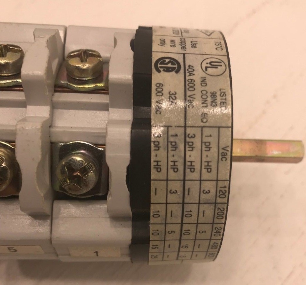 BREMAS boat lift ON OFF CAM SWITCH A3200 40A 600V 3 PH DISCONNECT ...