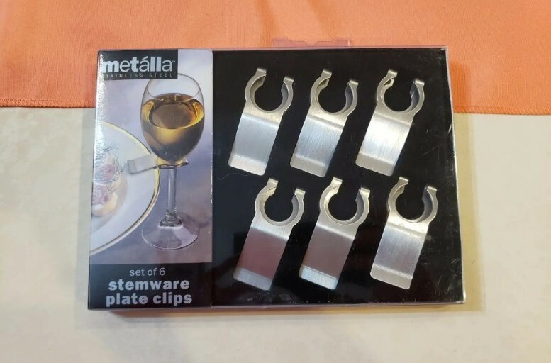 Set of 6 Stainless Steel Metalla Stemware Plate Clips for sale online ...
