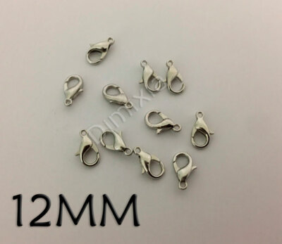 12MM RHODIUM SILVER PLATED LOBSTER CLASP PARROT BUCKLE FINDINGS ...