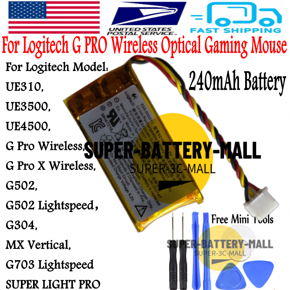240mAh Battery For Logitech G PRO Wireless Optical Gaming Mouse 240mAh ...