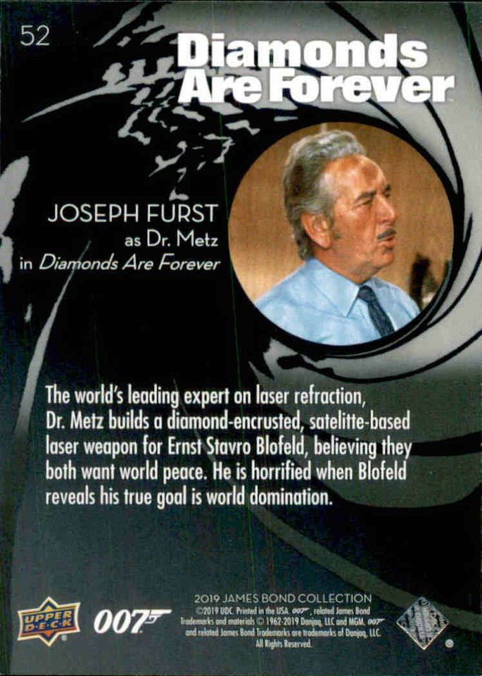 Upper Deck James Bond 007 Collection Base #52 Joseph Furst as Dr. Metz ...