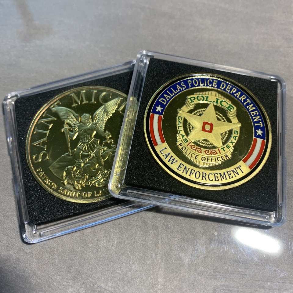 DALLAS TEXAS POLICE DEPARTMENT GOLD FINISH Challenge Coin W 2X2 ST CASE ...