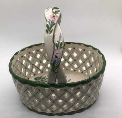 Vintage Casafina Porcelain Hand Painted and Numbered Basket #406A | eBay