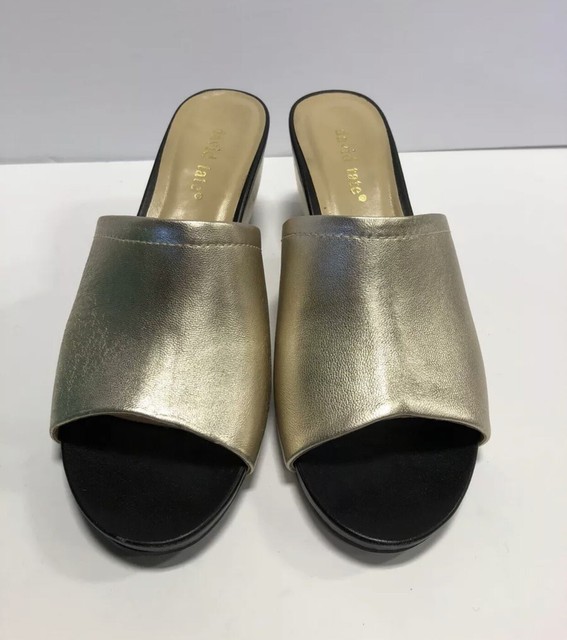 David Tate Womens MINT Gold Slide Wedge Sandals Shoes 8.5 Medium (b M ...
