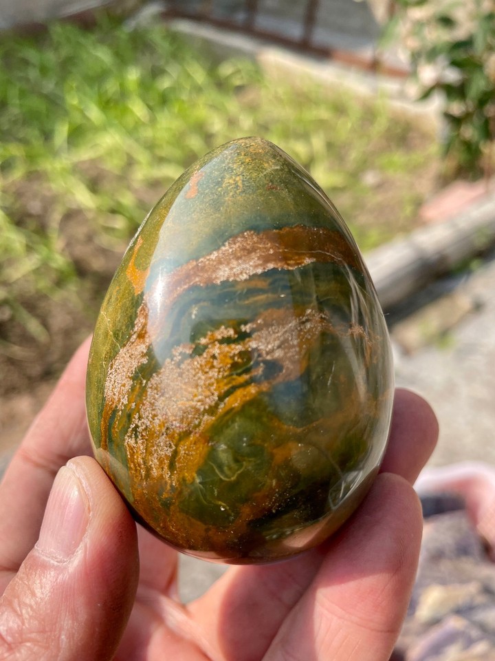 285g Natural marine jade hand-polished crystal egg for healing | eBay