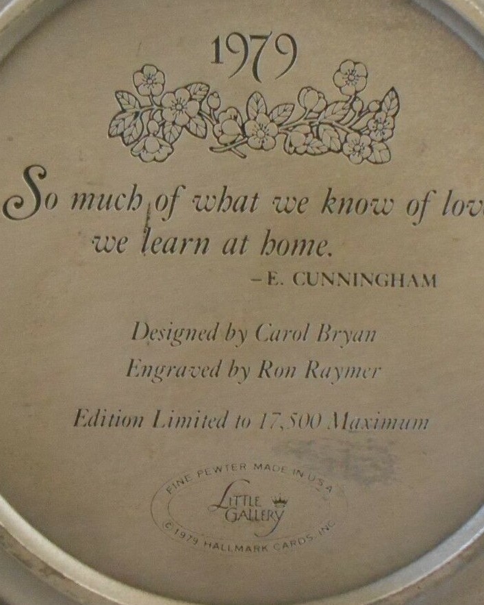 Hallmark Little Gallery 1979 So Much of What Pewter Plate Carol Bryan ...