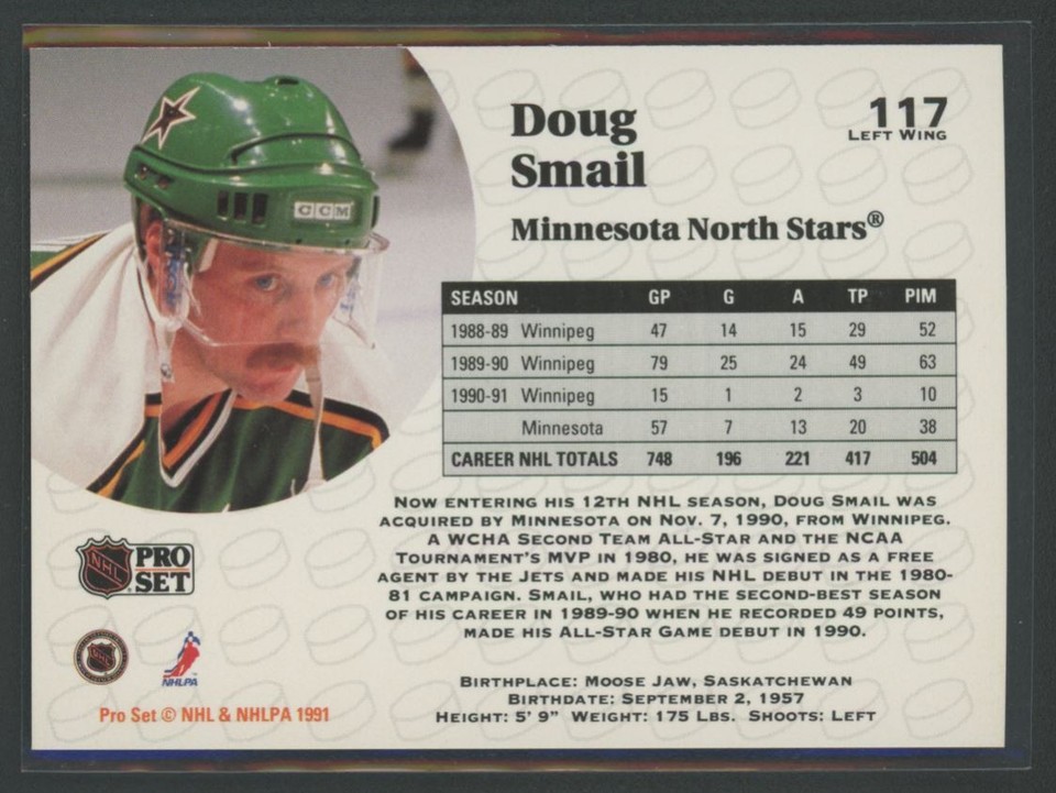 1991-92 Pro Set Doug Smail Minnesota North Stars #117 | eBay