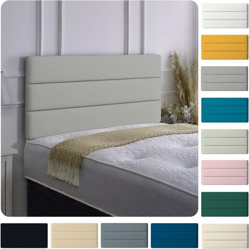 Headboards 4ft Small Double Plush Velvet Bedroom Line Padded Row Style ...