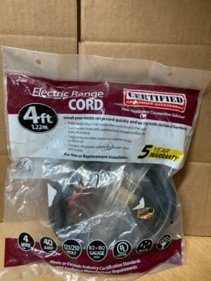 CERTIFIED APPLIANCE ACCESSORIES 4 ft. 10/4 4-Wire Eyelet 40-Amp Range ...