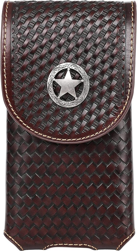 7" LONESTAR WESTERN LEATHER POUCH BELT LOOP CELL PHONE HOLSTER CASE ...