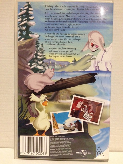 RARE Balto 2 Wolf Quest 2001 VHS Tape as Movie Animated Kids Video PAL ...