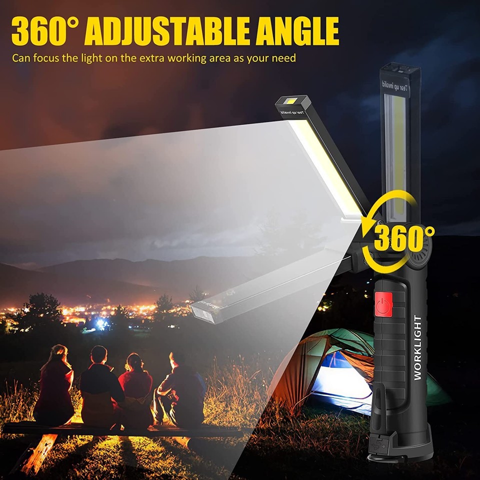 LED Inspection Torch Lamp Rechargeable Magnetic COB Work Lights Light ...