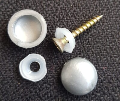 100 x DARK SILVER PLASTIC DOME PLASTIC DOME SCREW CAP COVER PROTECTOR ...