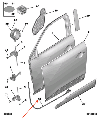Joint de porte avant gauche PEUGEOT 2008 en caoutchouc 9825358380 neuf ...
