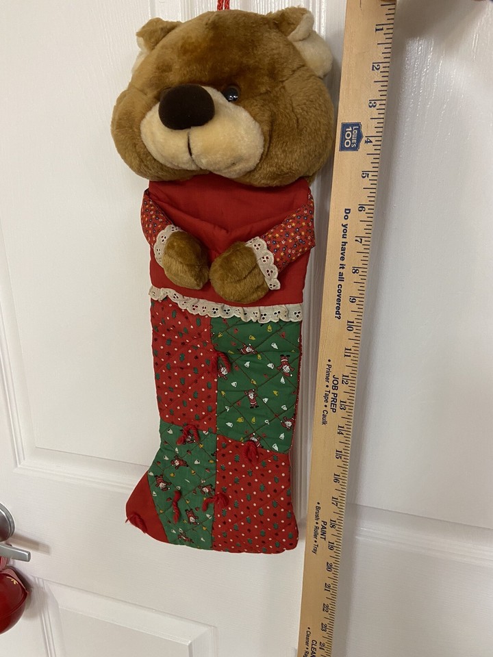 Vintage Smithy Girl Teddy Bear Quilted Christmas Stocking 23" | eBay
