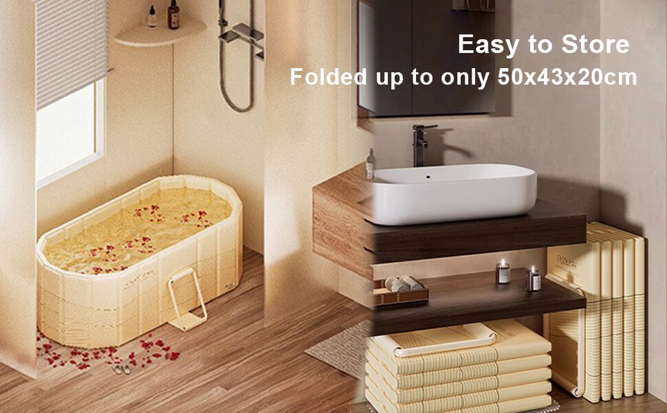 Portable Bathtub Fit Adult Foldable No Installation Bath Hot SPA Tub ...