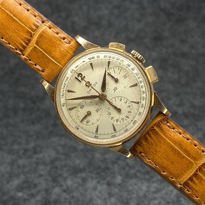 ELEGANT OMEGA CHRONOGRAPH MANUAL WIND CAL 321 REF 2277 18K GOLD WATCH ...