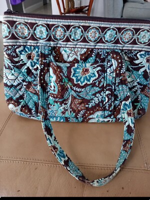 Reduced! VERA BRADLEY TOTE SHOULDER BAG JAVA BLUE TURQUOISE BROWN | eBay